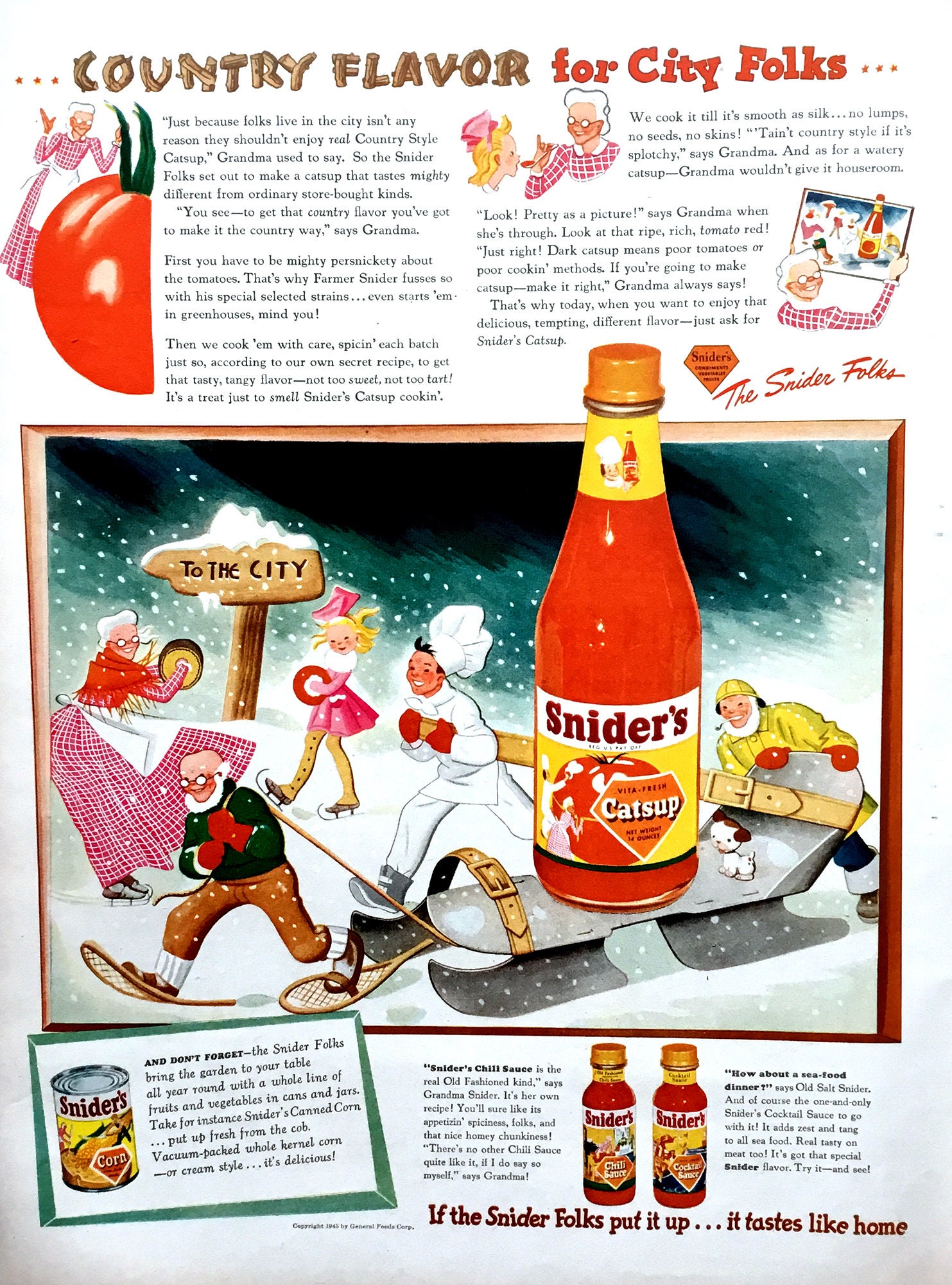 1945 Snider's Catsup Ad, Vintage Kitchen Print - Etsy