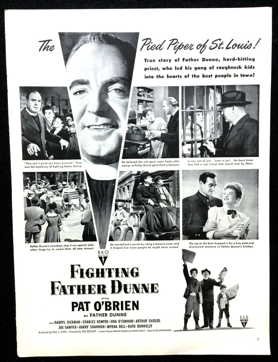 1948 "fighting Father Dunne" Vintage Movie Ad, Advertising Art, Pat O ...
