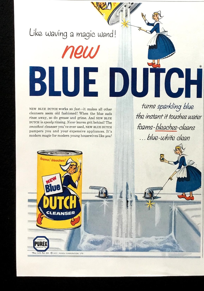 1957 Blue Dutch Cleanser Ad, Vintage Kitchen Print - Etsy