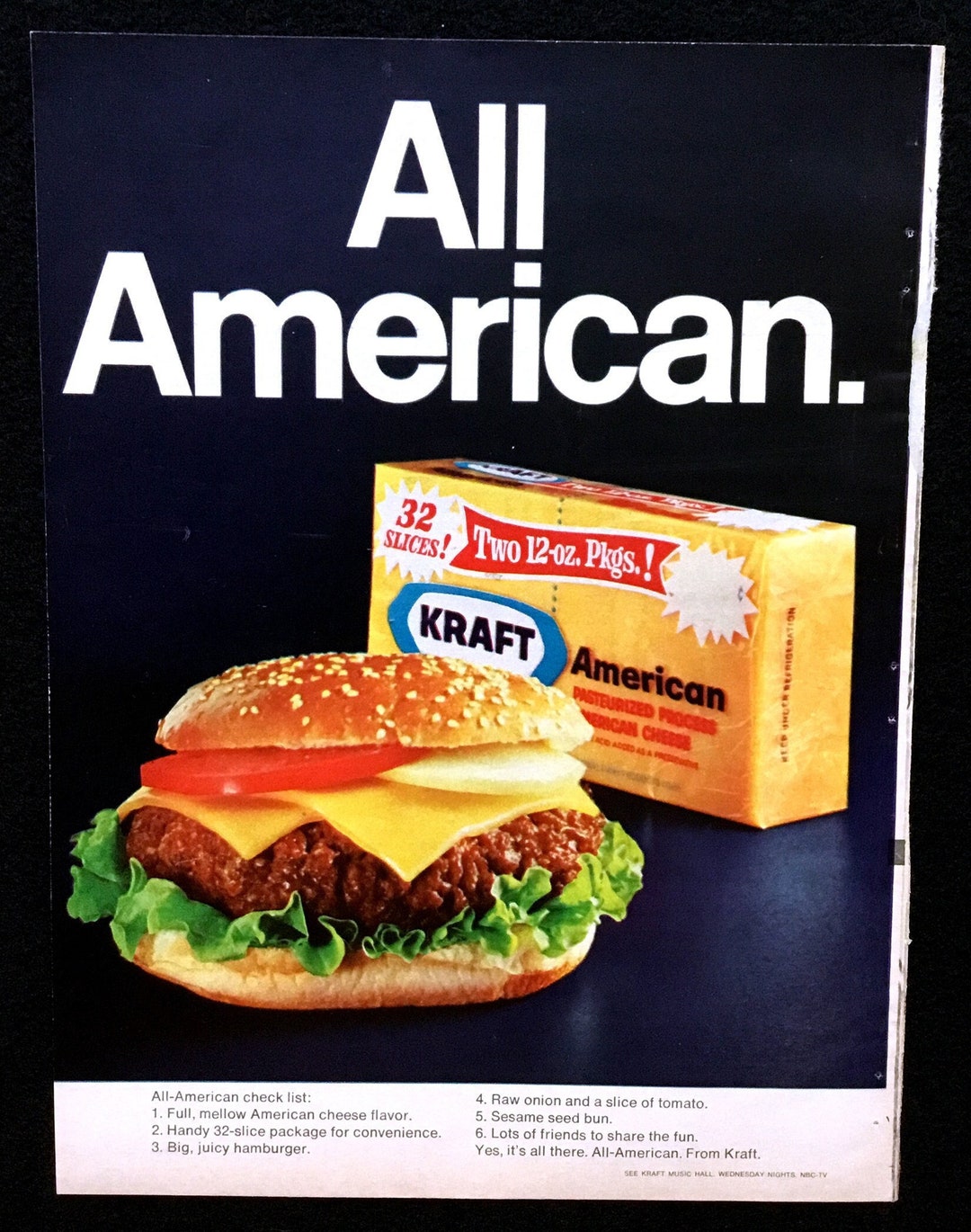 1969 Kraft American Cheese Vintage Ad, Advertising Art, Magazine Ad ...