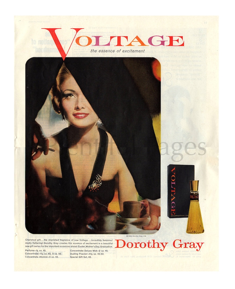 1960 Dorothy Gray Voltage Perfume Ad, Ladies' Home Journal - Etsy