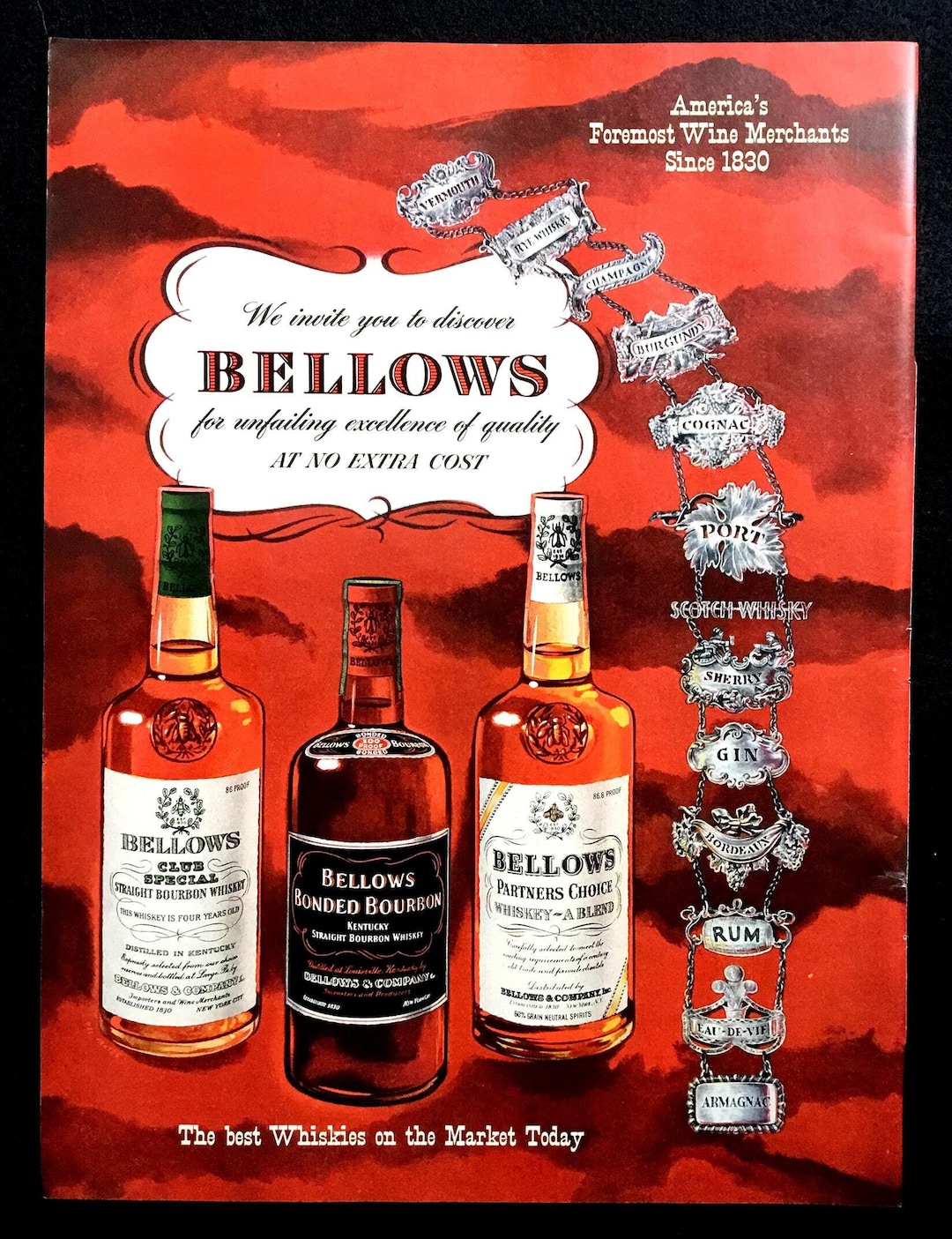 1952 Bellows Whiskey Vintage Ad, Advertising Art, Magazine Ad, Print Ad ...