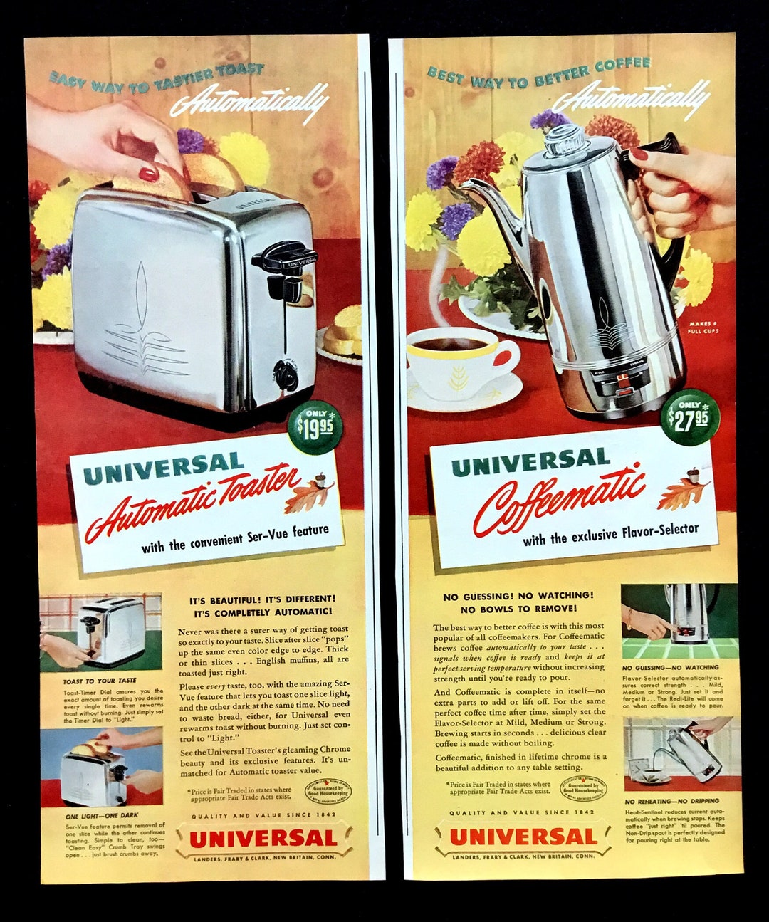 1950's Universal Housewares Vintage Ads, Set of Two, Coffeematic ...