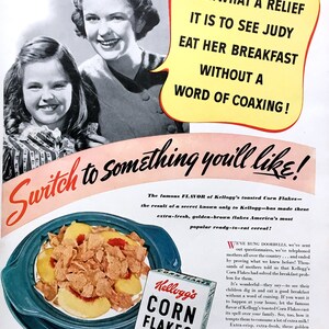 1940 Kellogg's Corn Flakes Vintage Ad, Advertising Art, Magazine Ad ...