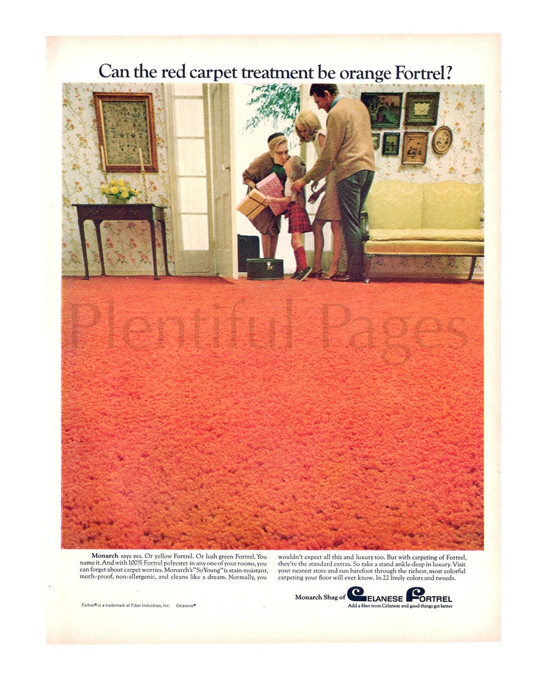 1967 Fortrel Carpet Vintage Ad, Monarch Shag Carpet, Advertising Art ...