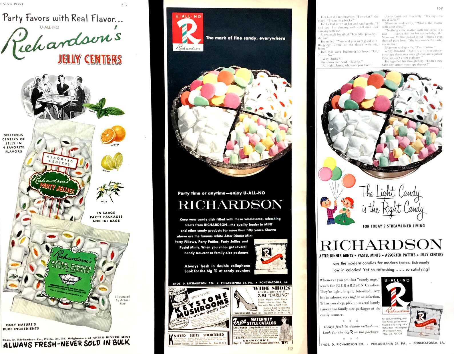 1950s Richardson Candy Ads, Set of Three, Vintage Magazine Advertising ...