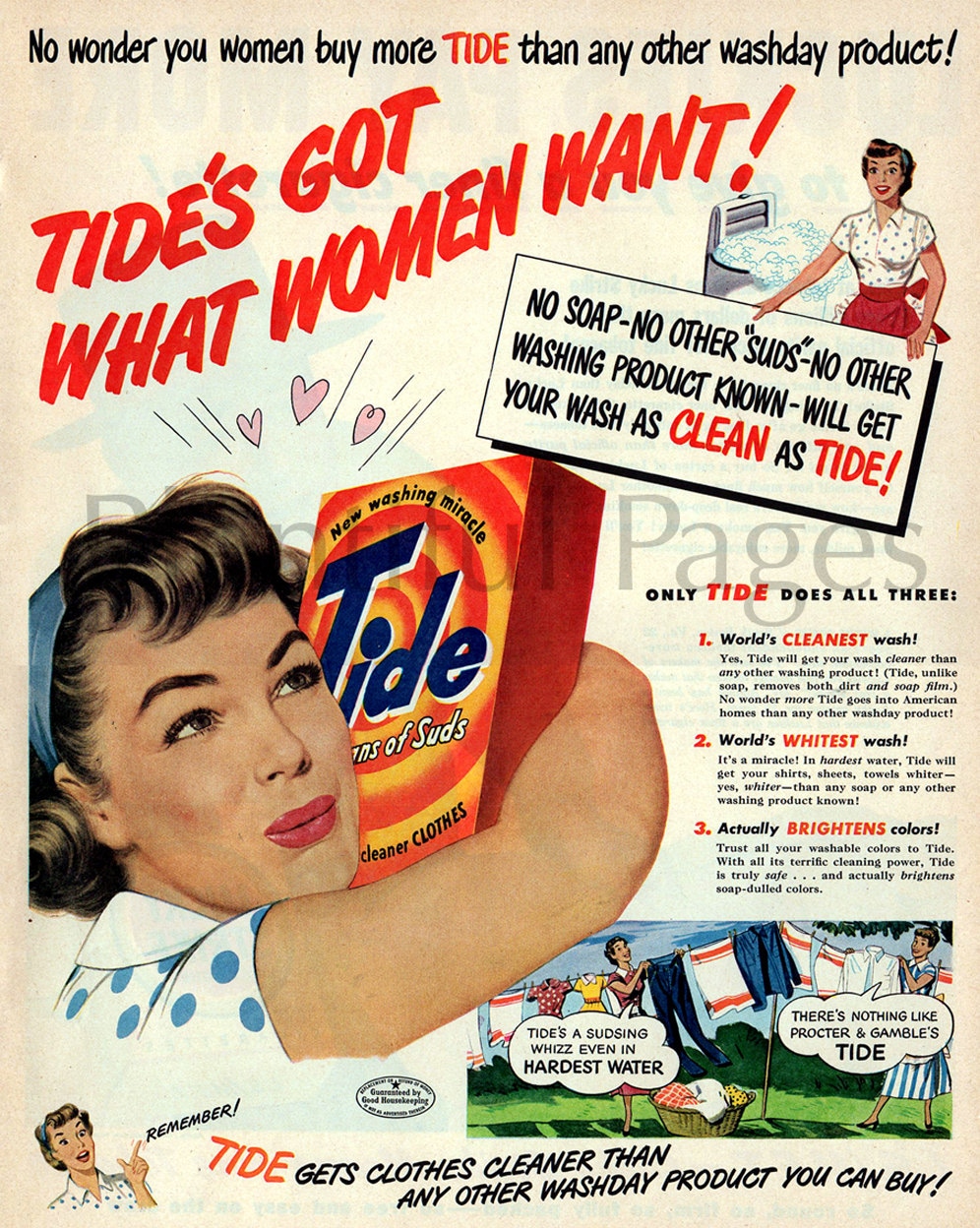 1950 Tide Detergent Vintage Ad 1950's Housewife Retro | Etsy