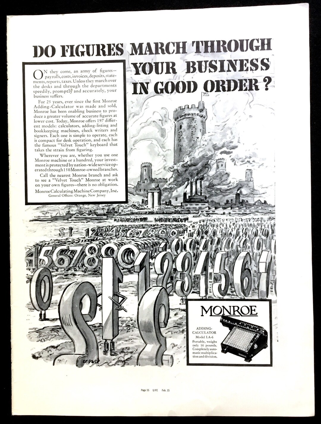 1937 Monroe Adding Calculator Ad, Vintage Magazine Art - Etsy