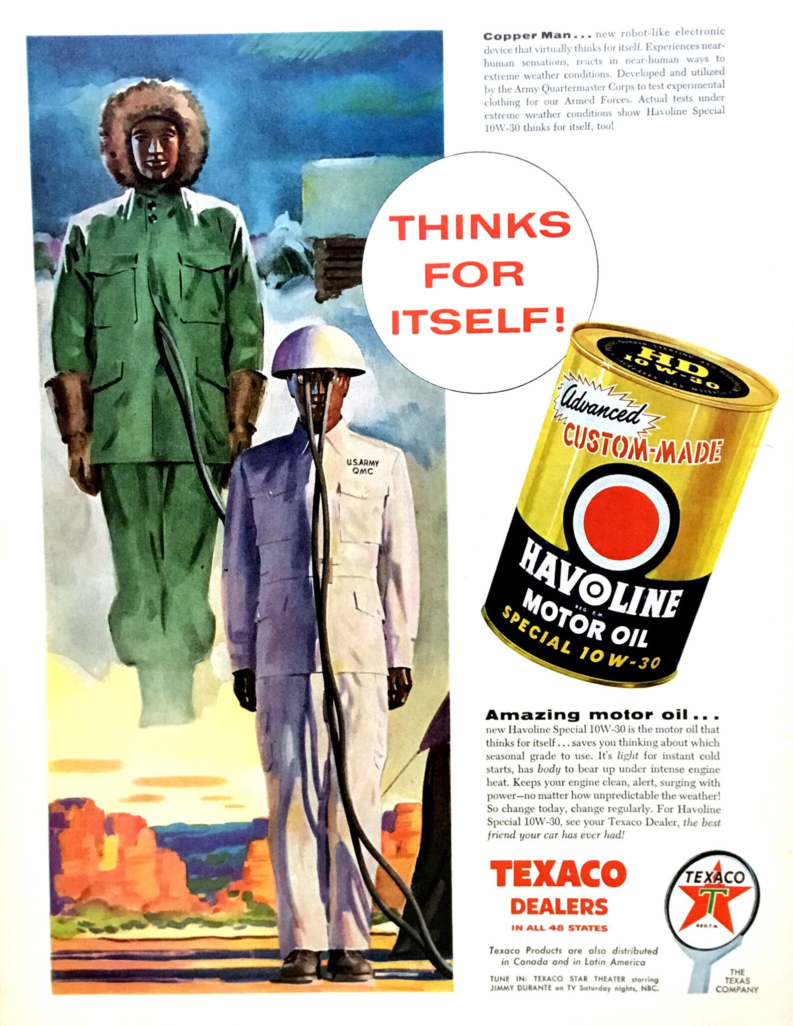 1950s Havoline Motor Oil Ad, Texaco Advertising Art - Etsy