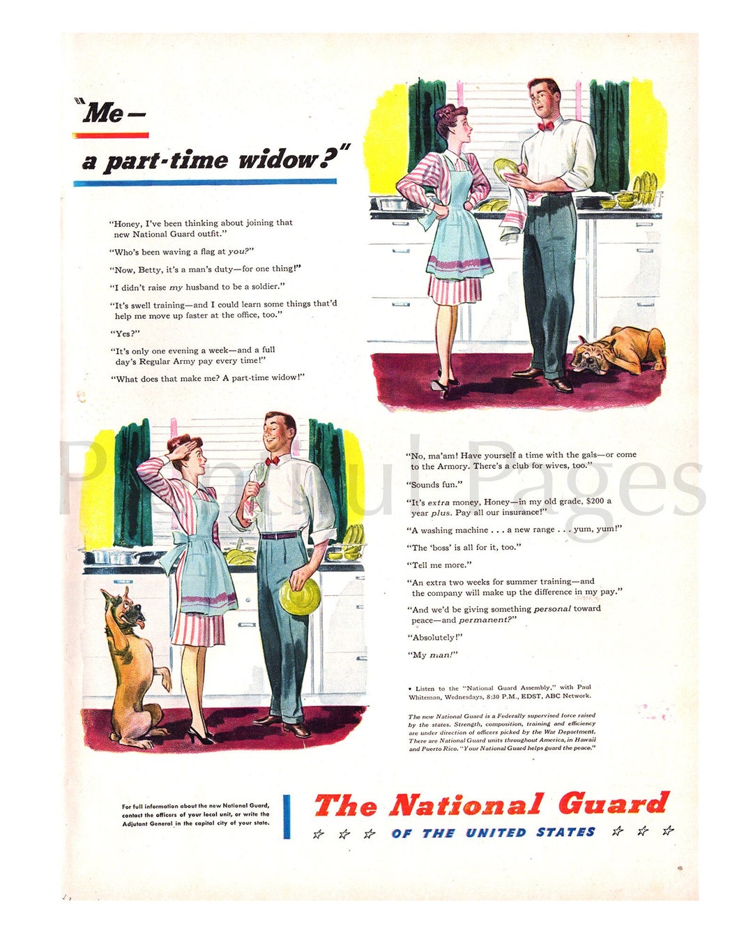 1947 National Guard Vintage Magazine Ad, "part-time Widow" - Etsy