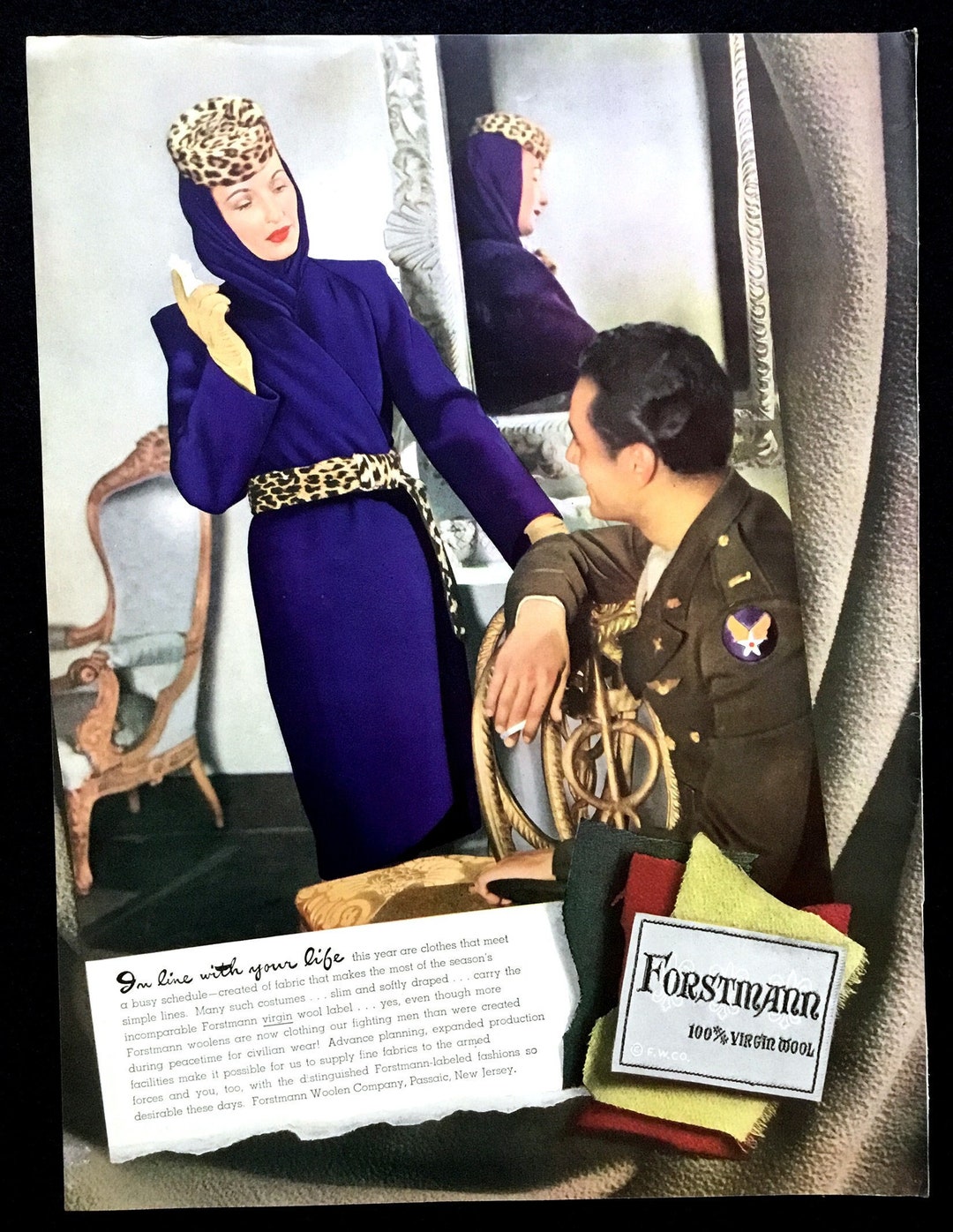 1943 Forstmann Wool Vintage Ad, Advertising Art, Magazine Ad, 1940's ...