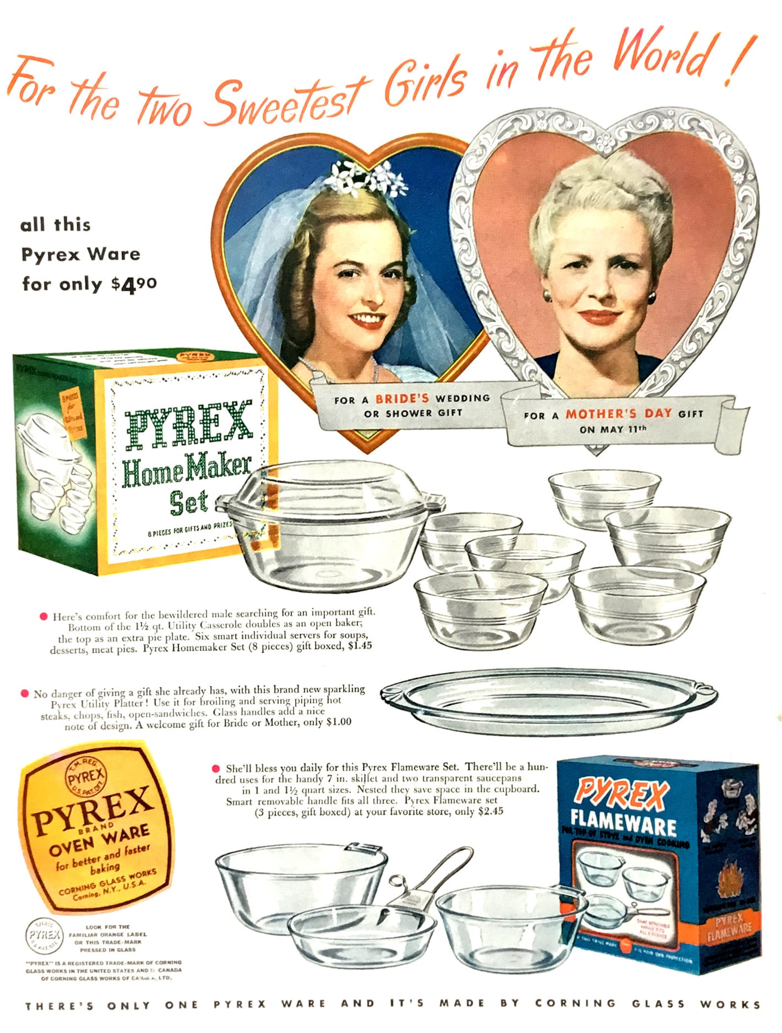 1947 Pyrex Ad, Vintage Kitchen Advertising Art, 10.5x14 - Etsy