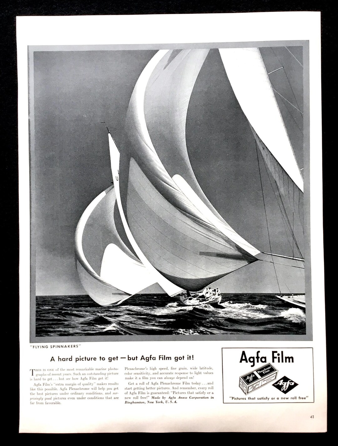 1940s Agfa Film Ad, Sailing Boat Print, Vintage Photography Advertising ...