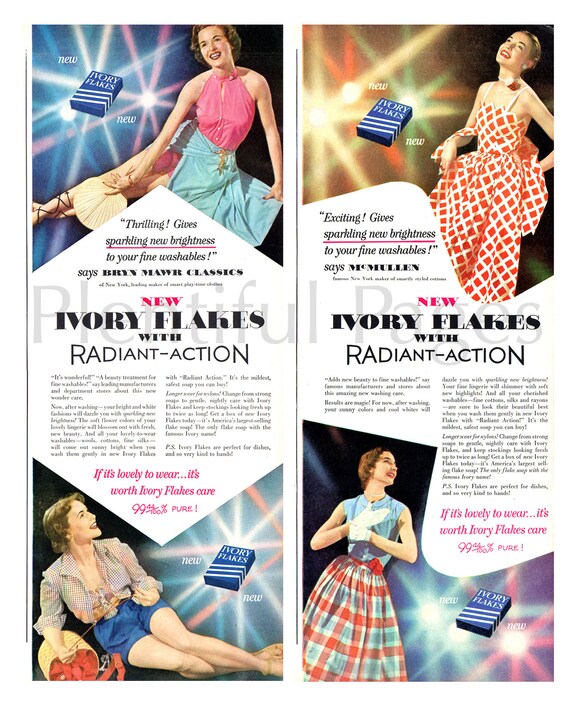 1950's Ivory Flakes Laundry Detergent Vintage Ads Set of | Etsy