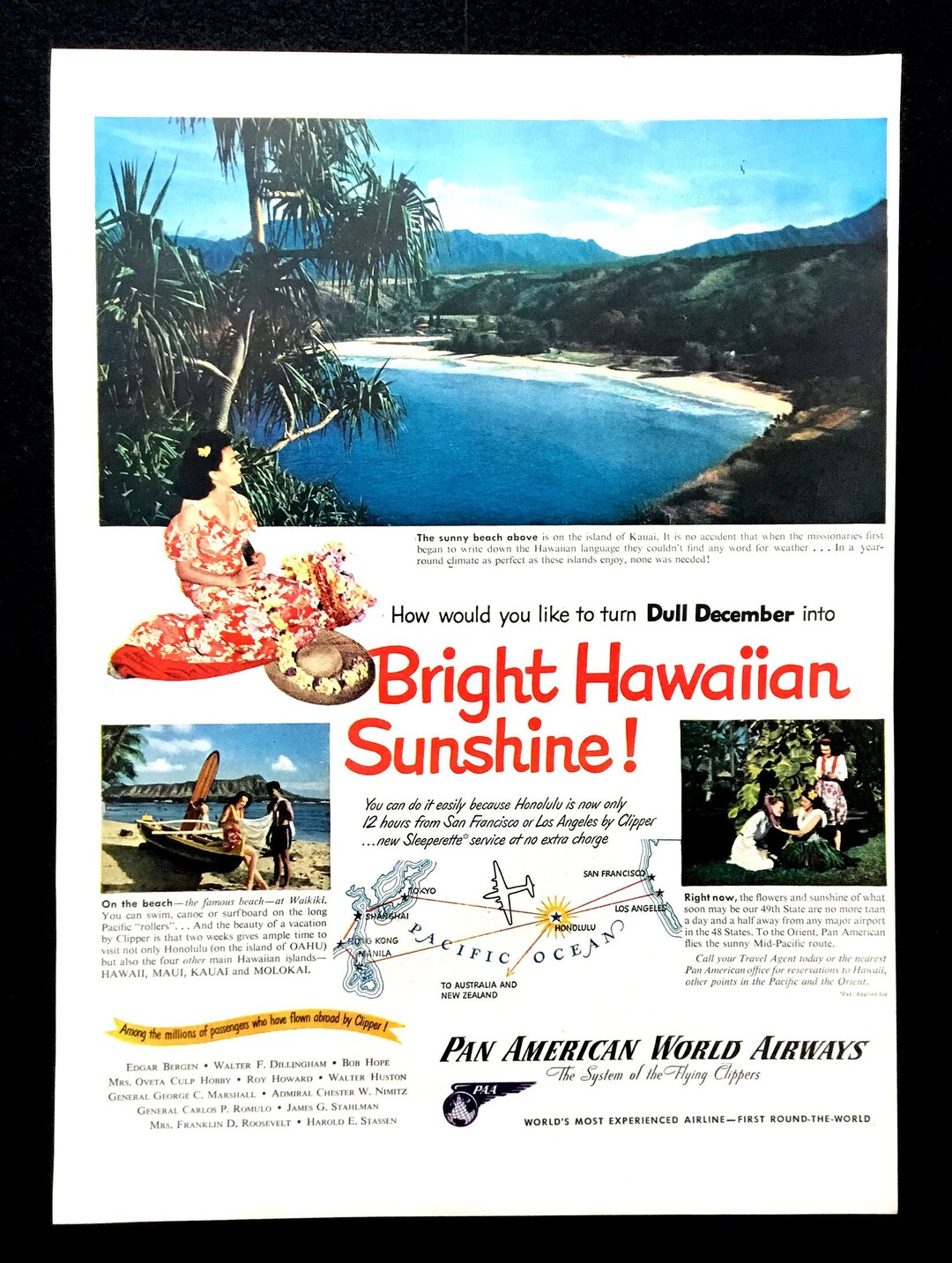 1947 Pan American Airways Vintage Ad, Advertising Art, Magazine Ad ...