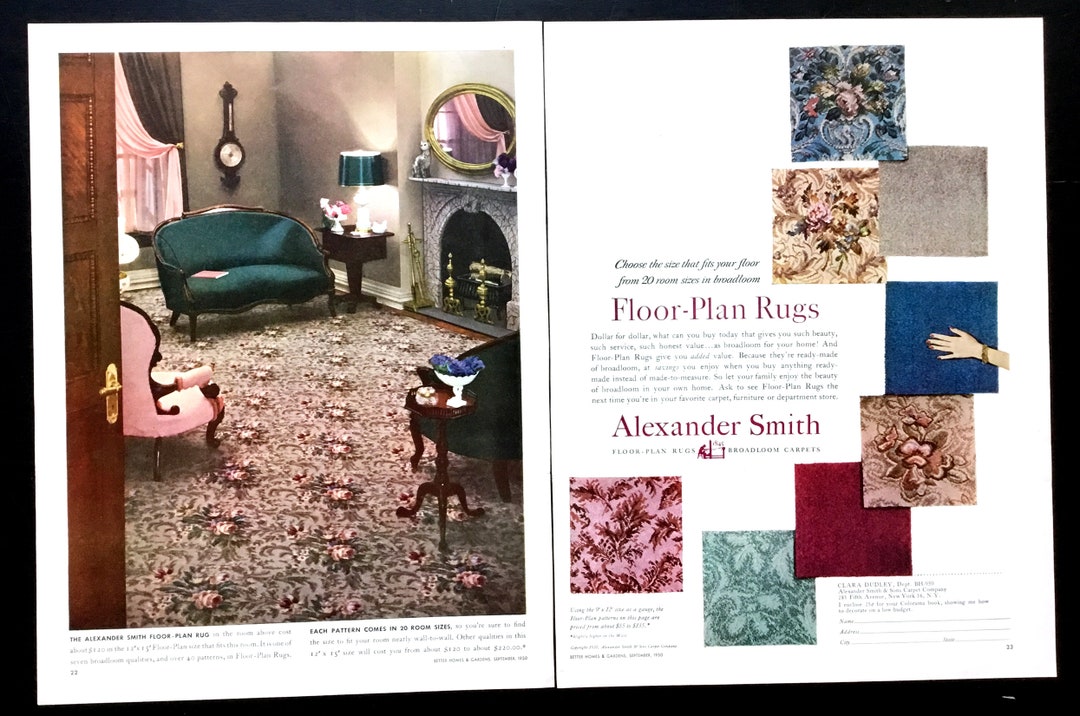 1950 Alexander Smith Rugs Vintage Ad, Advertising Art, 1950's Decor ...