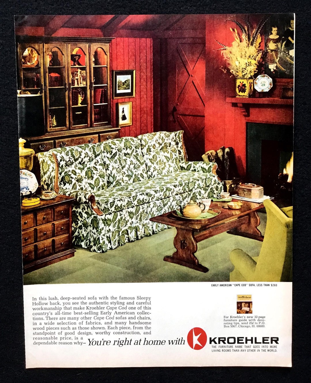 1968 Kroehler Vintage Ad, Advertising Art, Magazine Ad, 1960's Decor ...