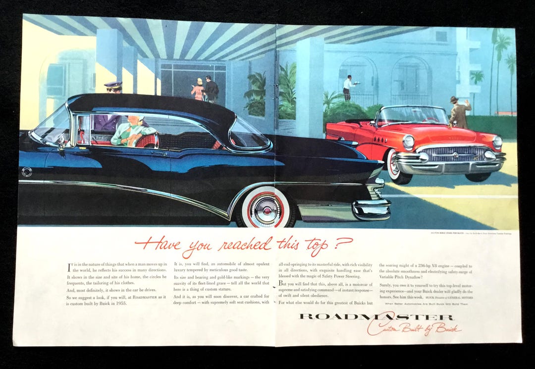1955 Buick Roadmaster Vintage Ad, Advertising Art, Magazine Ad, Print ...