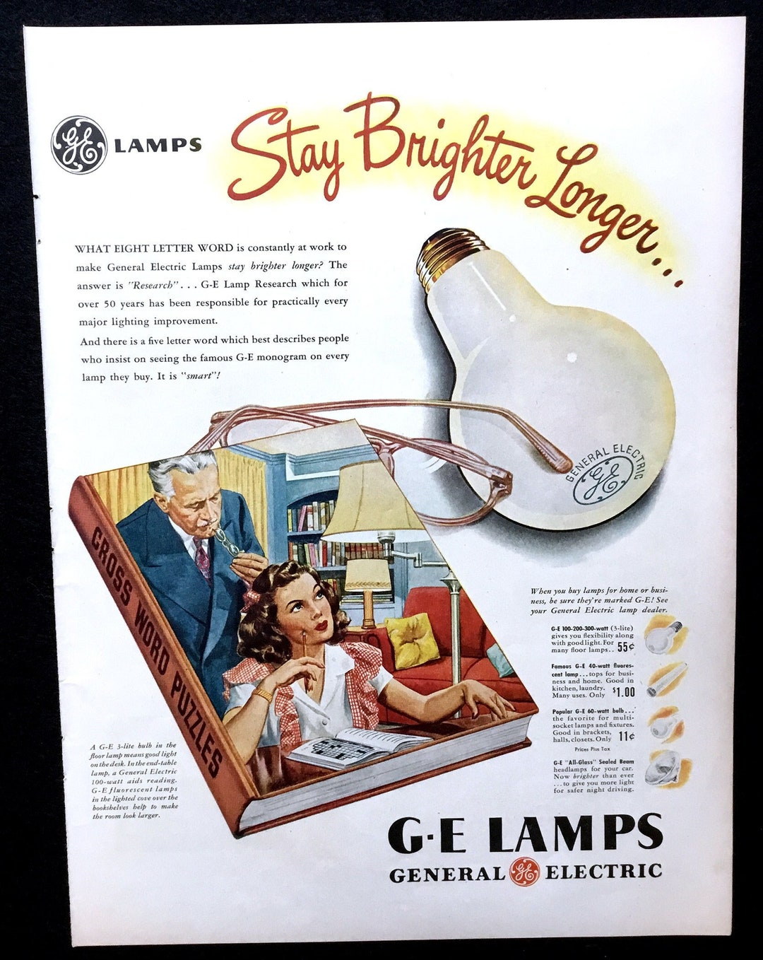1947 G.E. Lamps Vintage Magazine Ad, Advertising Art - Etsy