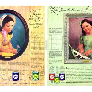 1940's Karo Syrup Vintage Ads, Set of Two, Advertising Art, Dionne ...