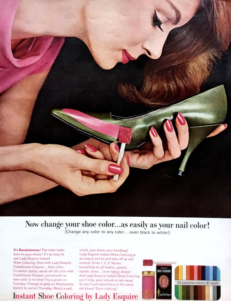 1963 Lady Esquire Shoe Coloring Vintage Magazine Ad - Etsy