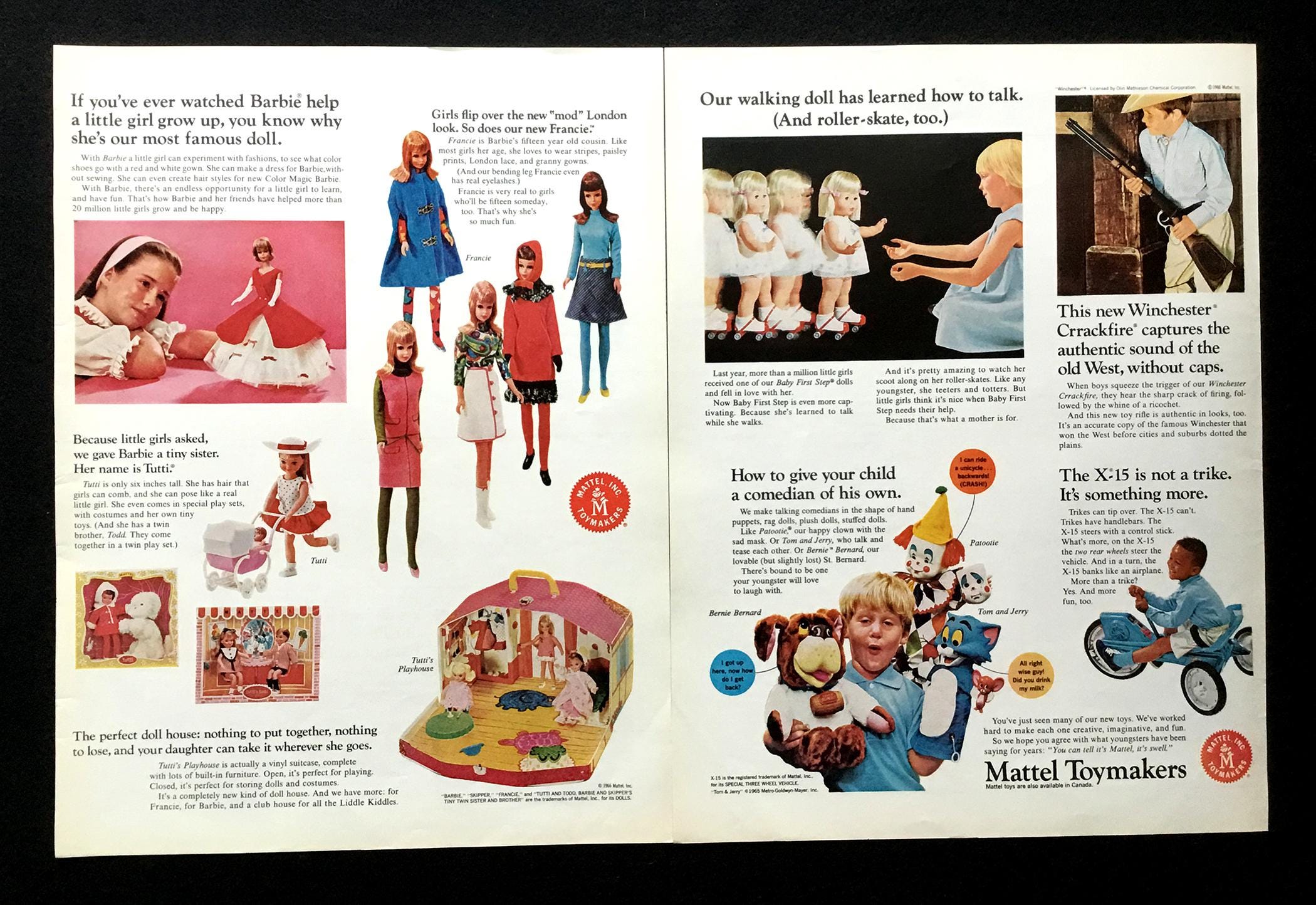 1966 Mattel Toymakers Vintage Ad, Advertising Art, Barbie Dolls, Print ...