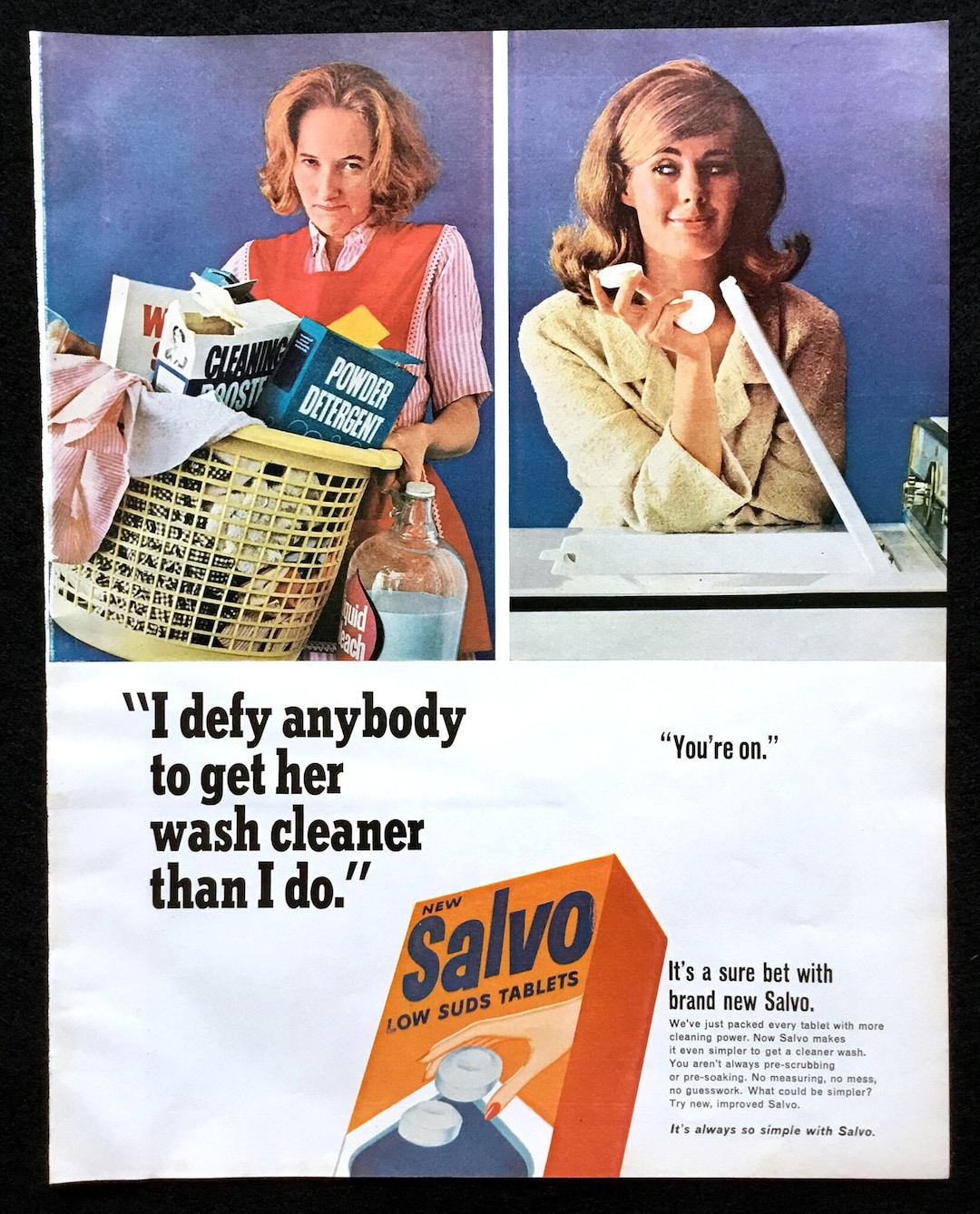 1965 Salvo Laundry Tablets Vintage Ad, Advertising Art, Magazine Ad ...