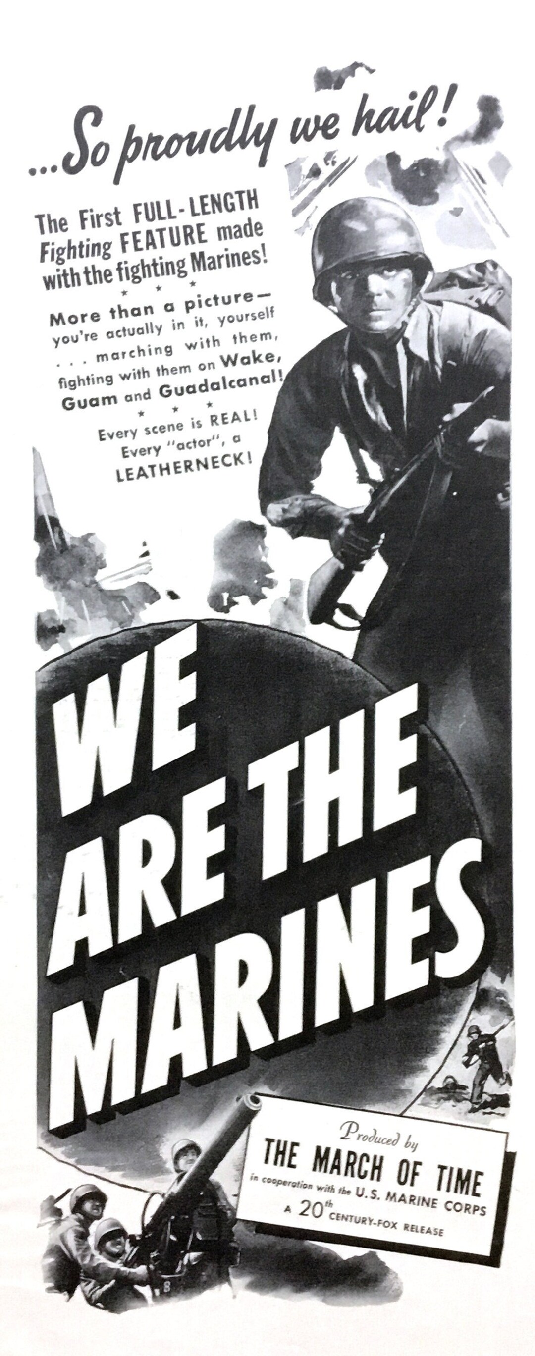 1940's "we Are the Marines" Vintage Movie Ad, WWII, Advertising Art ...