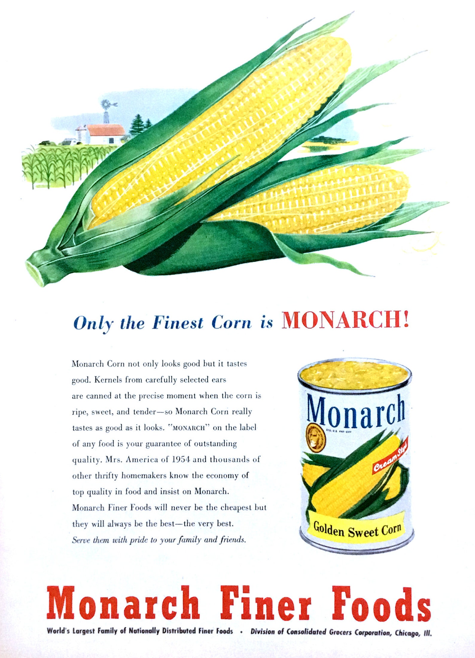 1954 Monarch Canned Corn Ad, Vintage Kitchen Wall Art - Etsy
