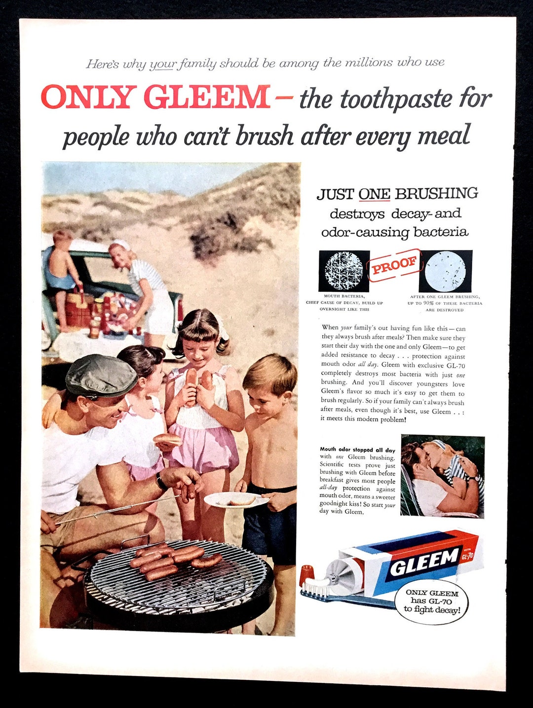1950's Gleem Toothpaste Vintage Ad, 1950's Family, Advertising Art ...