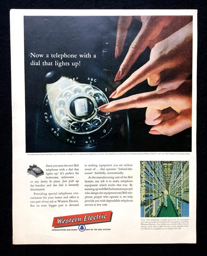 1955 Western Electric Bell Telephone Ad, Rotary Phone Art Print - Etsy