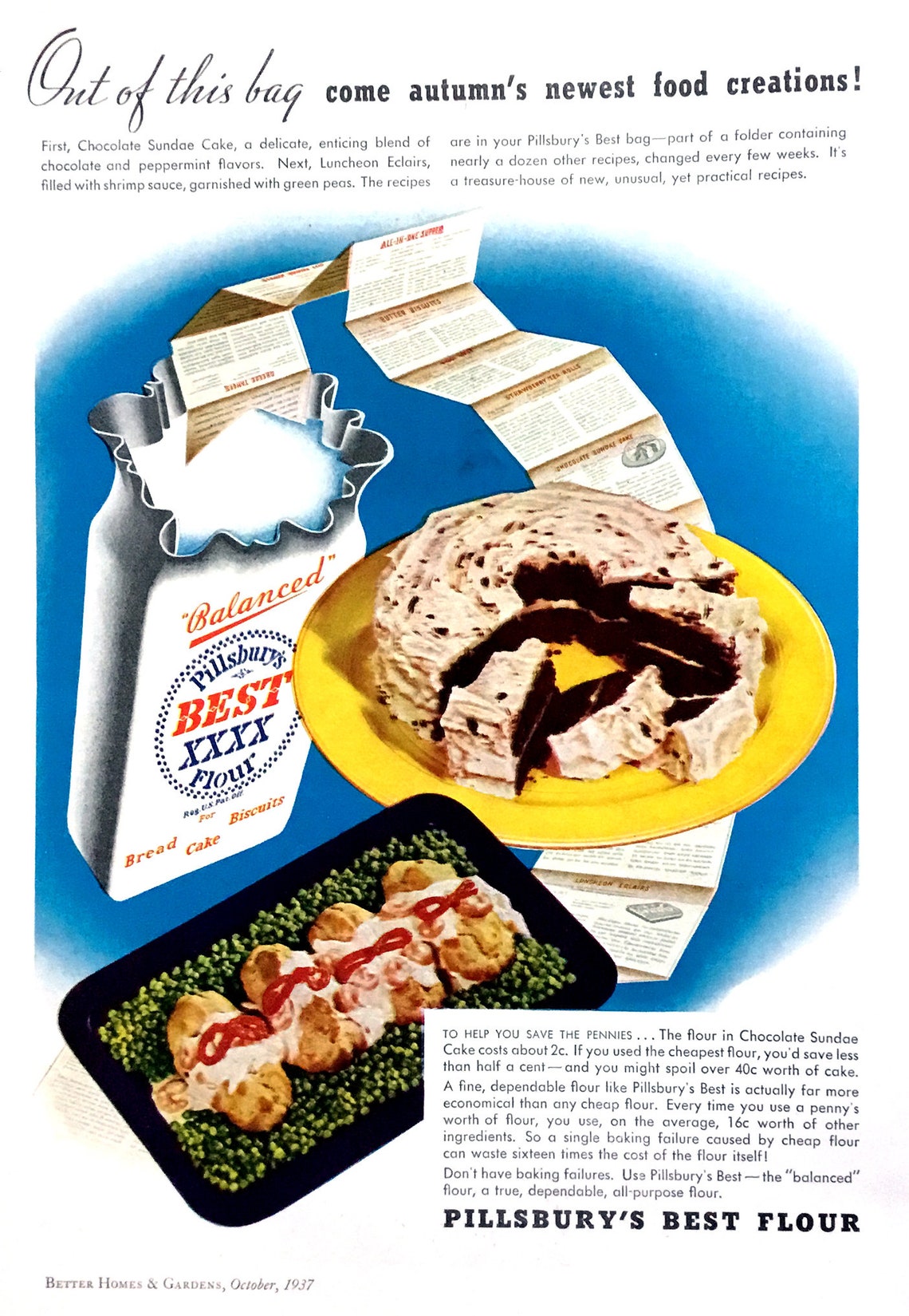 1937 Pillsbury's Flour Ad, Vintage Kitchen Decor, Magazine Print - Etsy