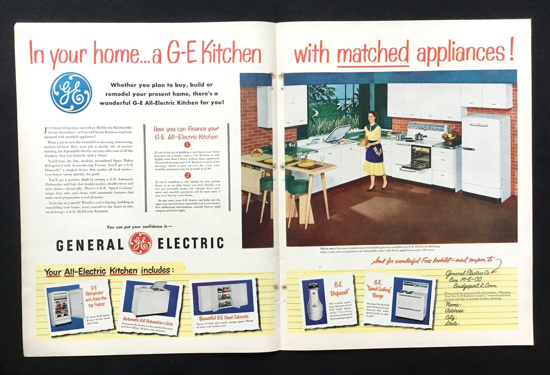 1951 General Electric Kitchen Ad, Vintage Magazine Print - Etsy