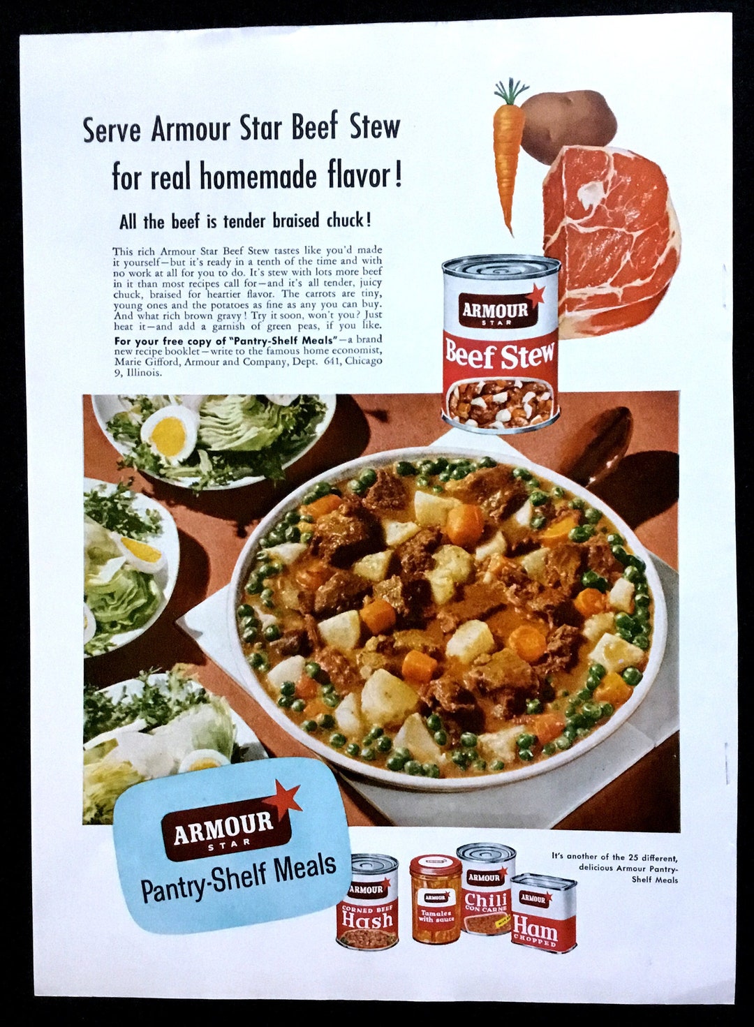 1954 Armour Beef Stew Vintage Ad, Advertising Art, Magazine Ad, Print ...