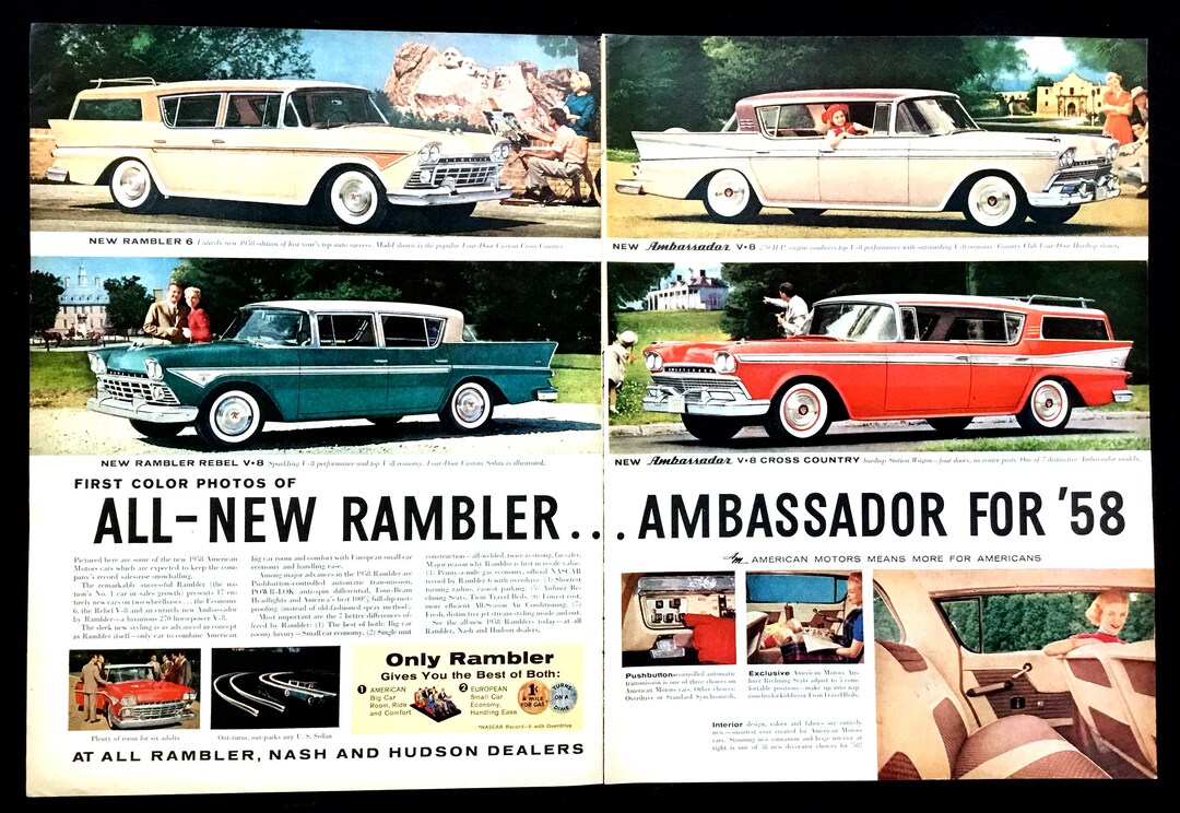 1958 Rambler Vintage Ad, Advertising Art, Rambler Ambassador, Magazine ...