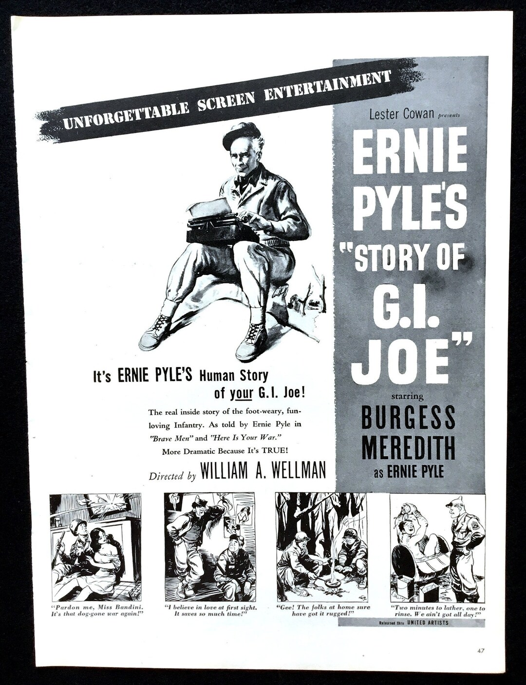 Ernie Pyle's "g.i. Joe" Vintage Movie Ad, 1945 Life Magazine Print - Etsy