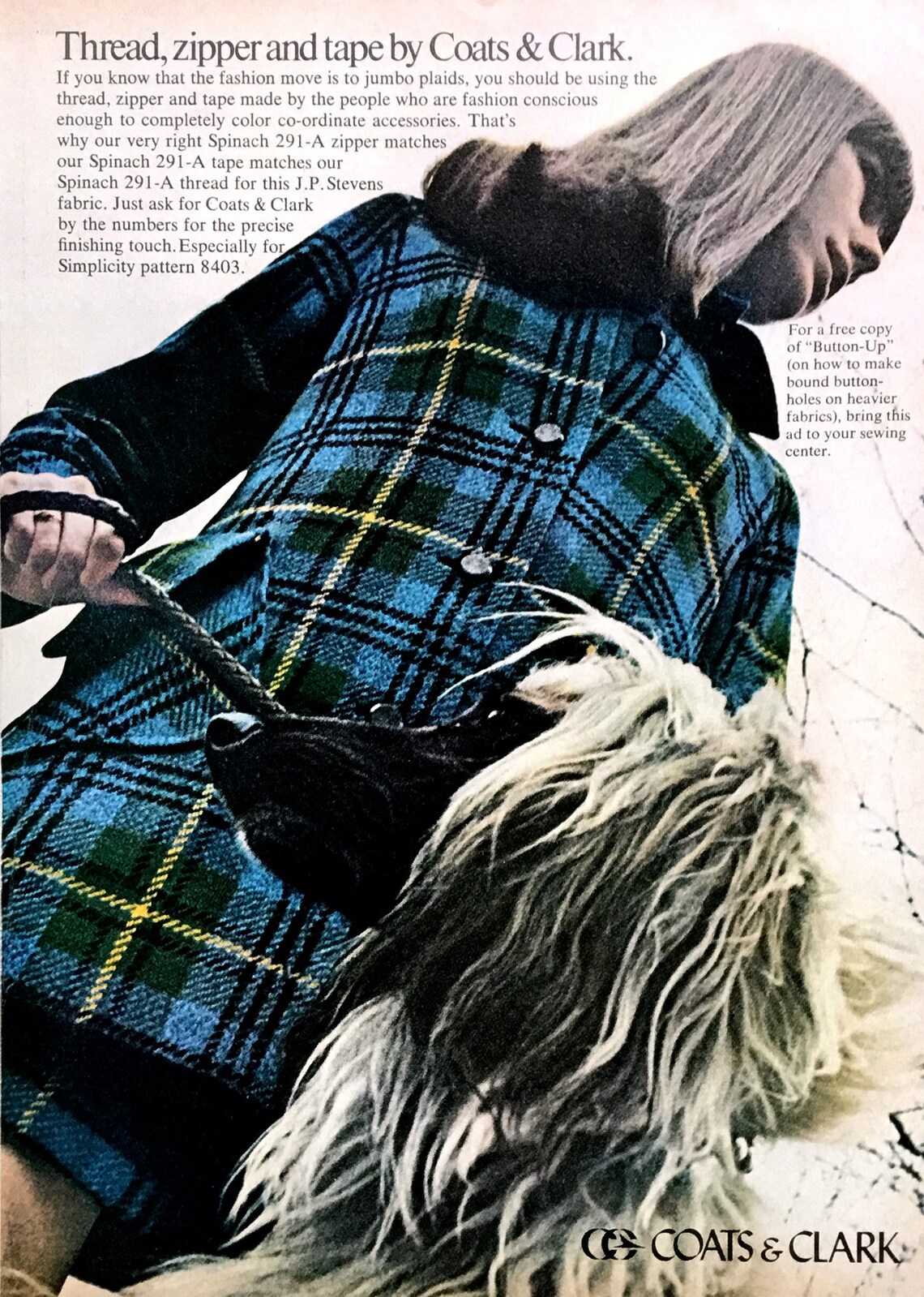1969 Coats & Clark Ad, Plaid Fashion, Sewing Notion Art - Etsy