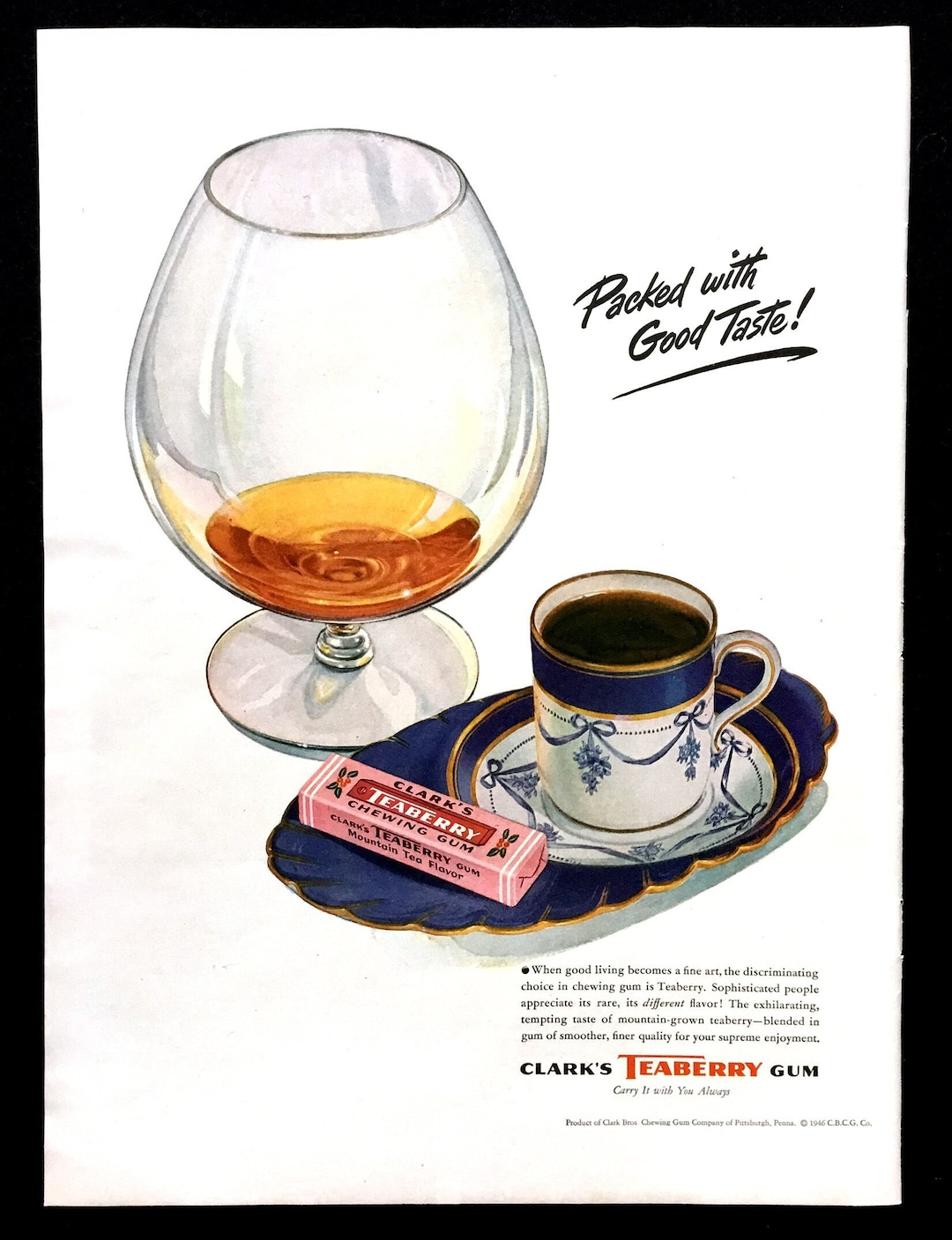 1946 Clark's Teaberry Gum Vintage Ad, Advertising Art, Magazine Ad ...