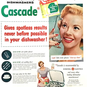 1955 Cascade Vintage Ad, Advertising Art, Magazine Ad, Dishwasher ...