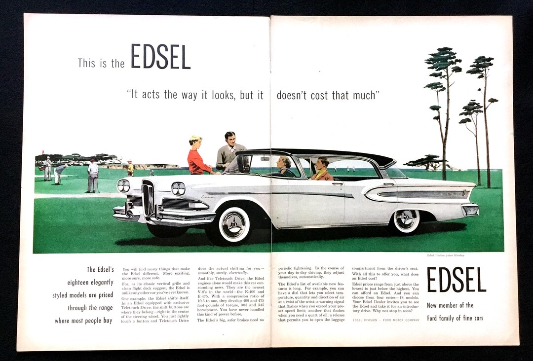 1957 Edsel Citation Vintage Ad, Advertising Art, Magazine Ad, Retro Car ...