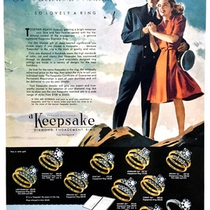 1945 Keepsake Diamond Engagement Rings Vintage Ad, Advertising Art ...
