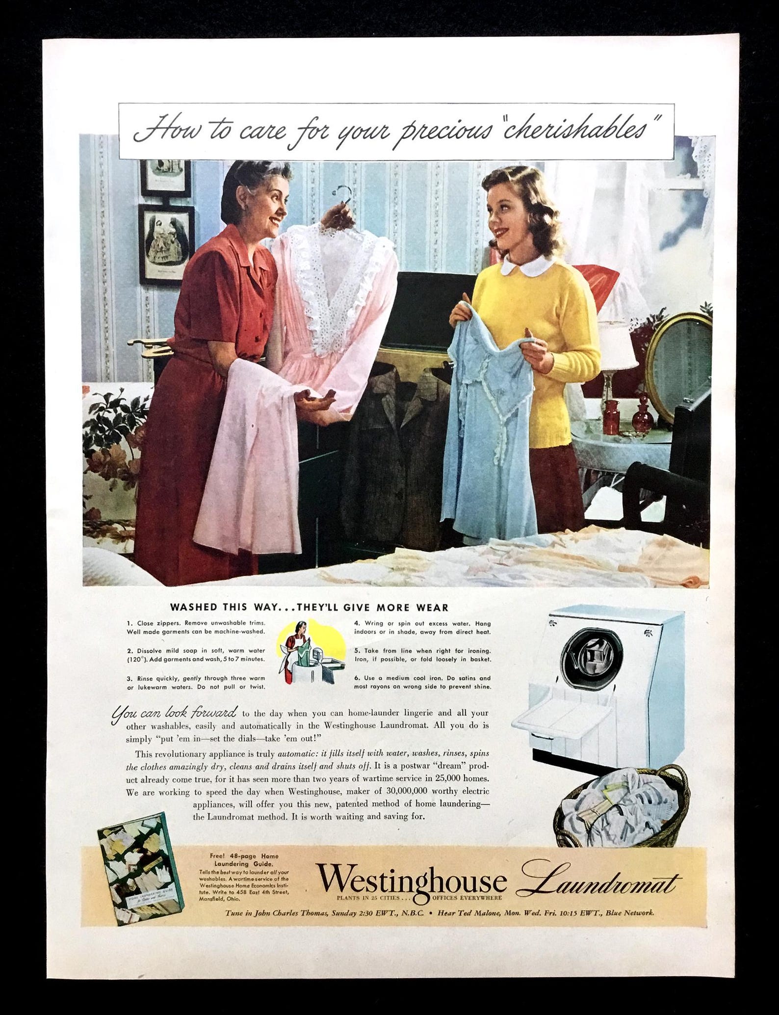 1944 Westinghouse Laundromat Vintage Ad, Advertising Art, Magazine Ad ...