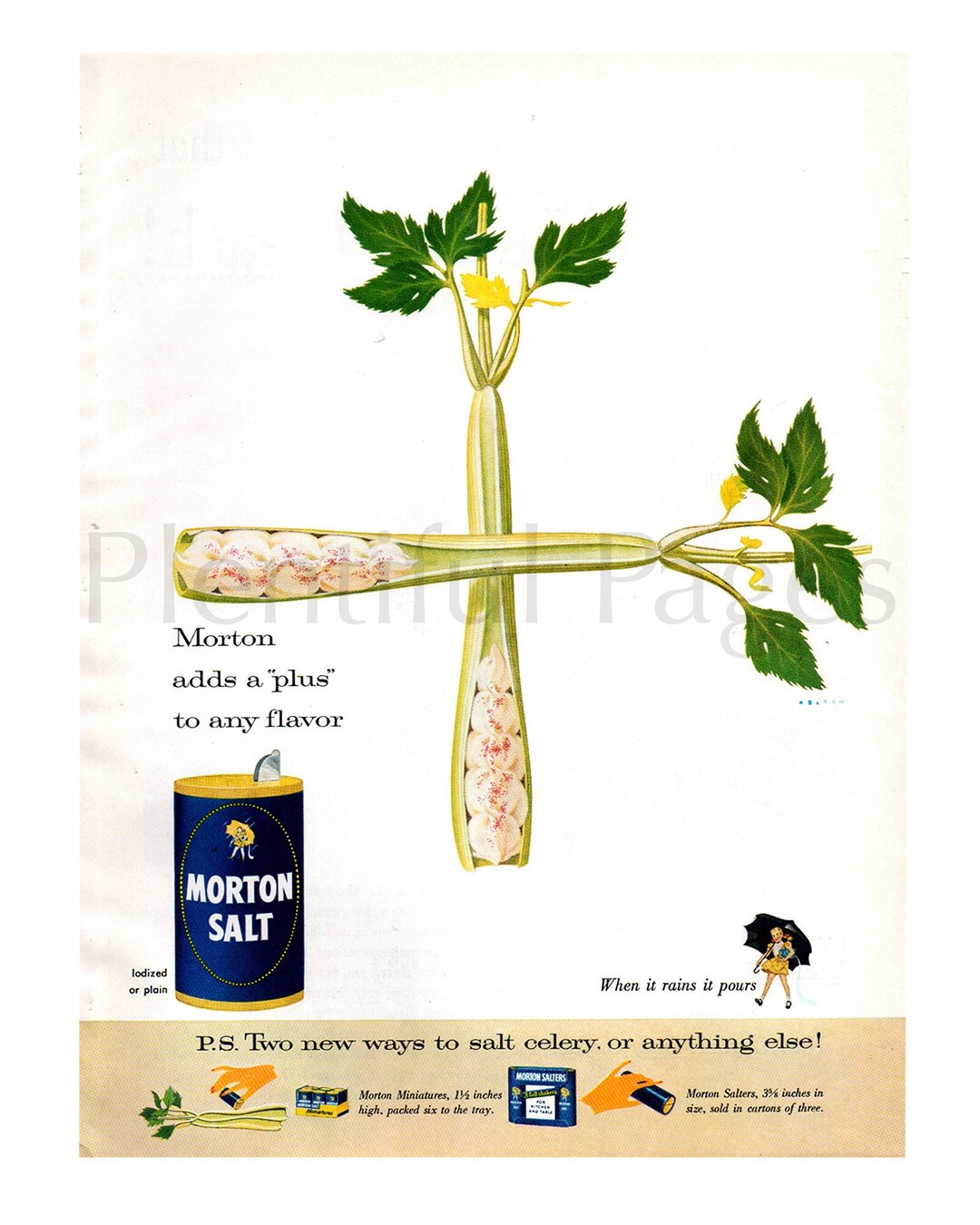 1956 Morton Salt Vintage Ad, Advertising Art, Celery, Magazine Ad ... 1956 Morton Salt Vintage Ad, Advertising Art, Celery, Magazine Ad ...