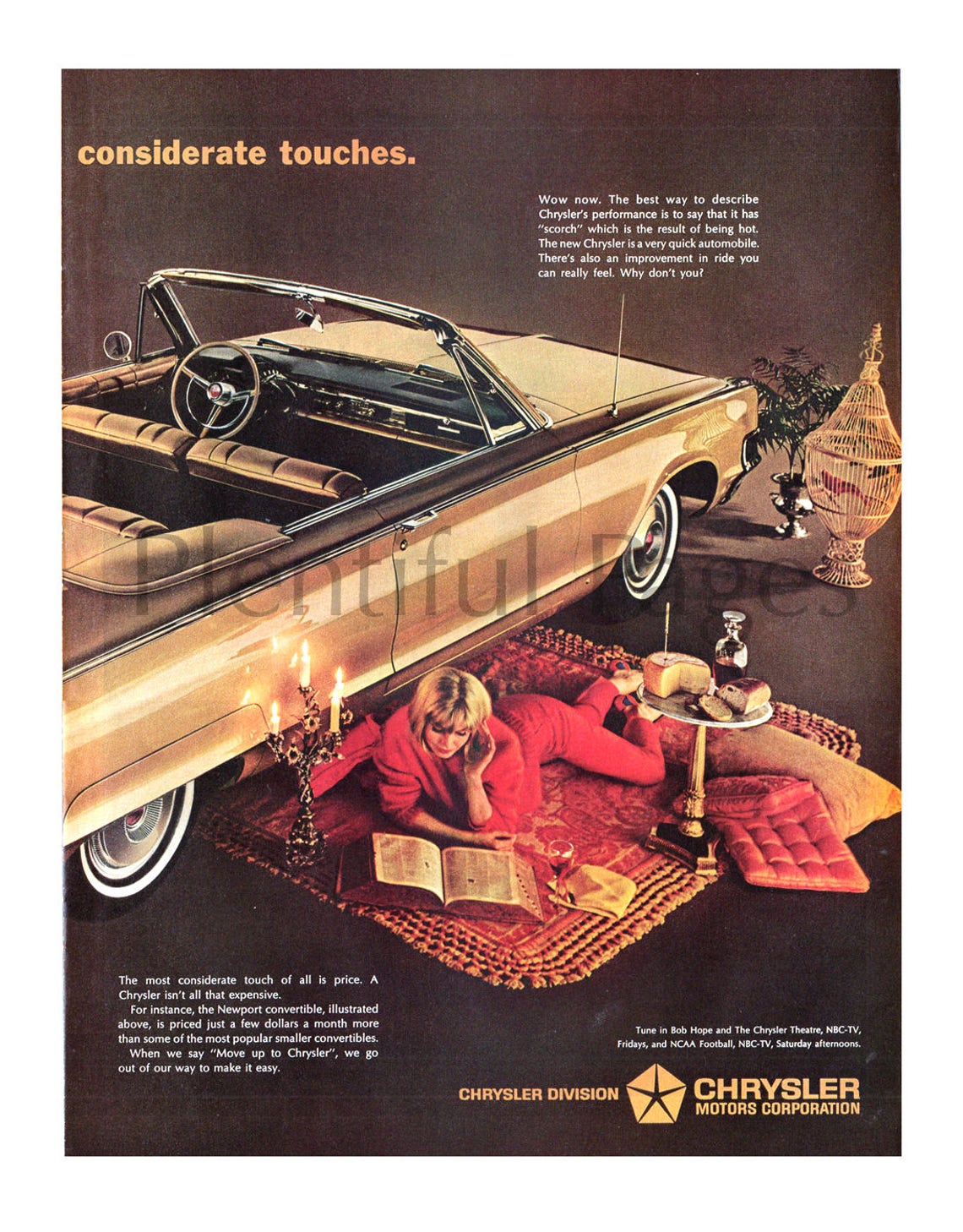 1964 Chrysler Newport Convertible Ad, Retro Automotive Art - Etsy