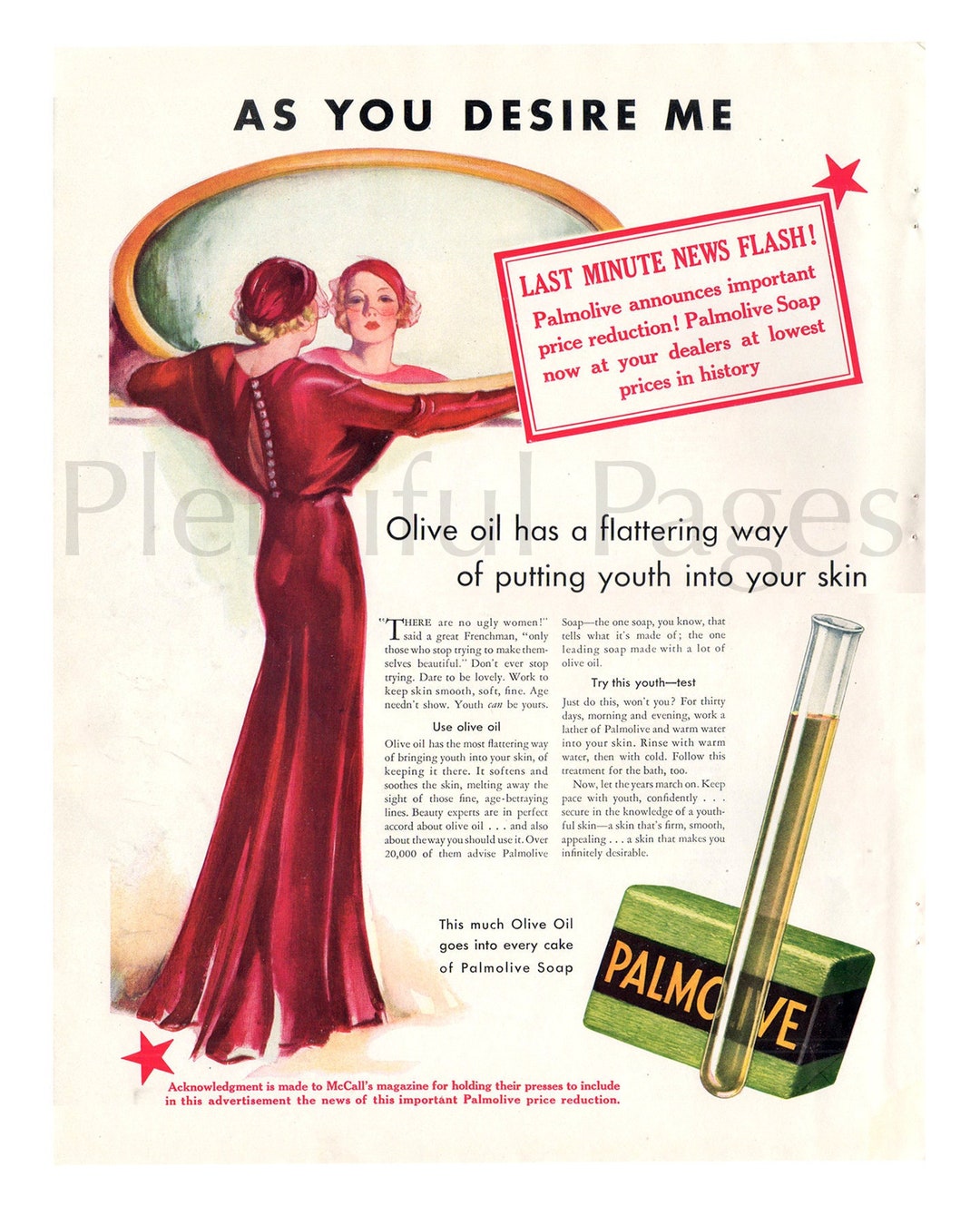 1933 Palmolive Beauty Bar Vintage Ad, Advertising Art, Magazine Ad ...