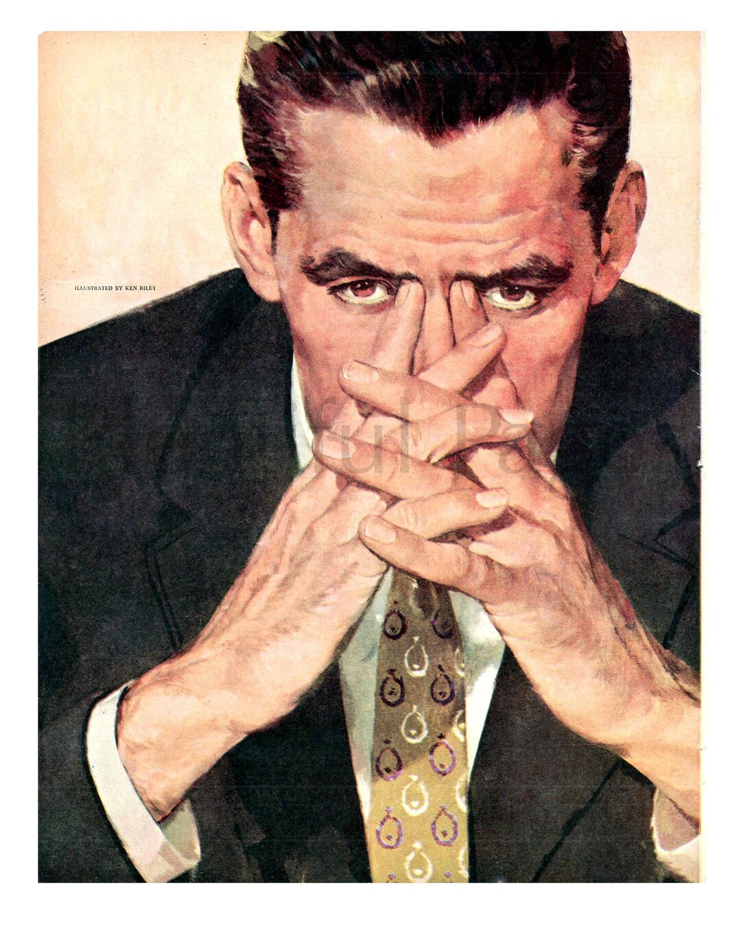 1955 Vintage Magazine Illustration, 1950's Man, Vintage Illustration ...