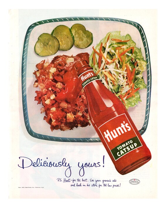 1953 Hunt's Tomato Catsup Vintage Ad Advertising Art - Etsy