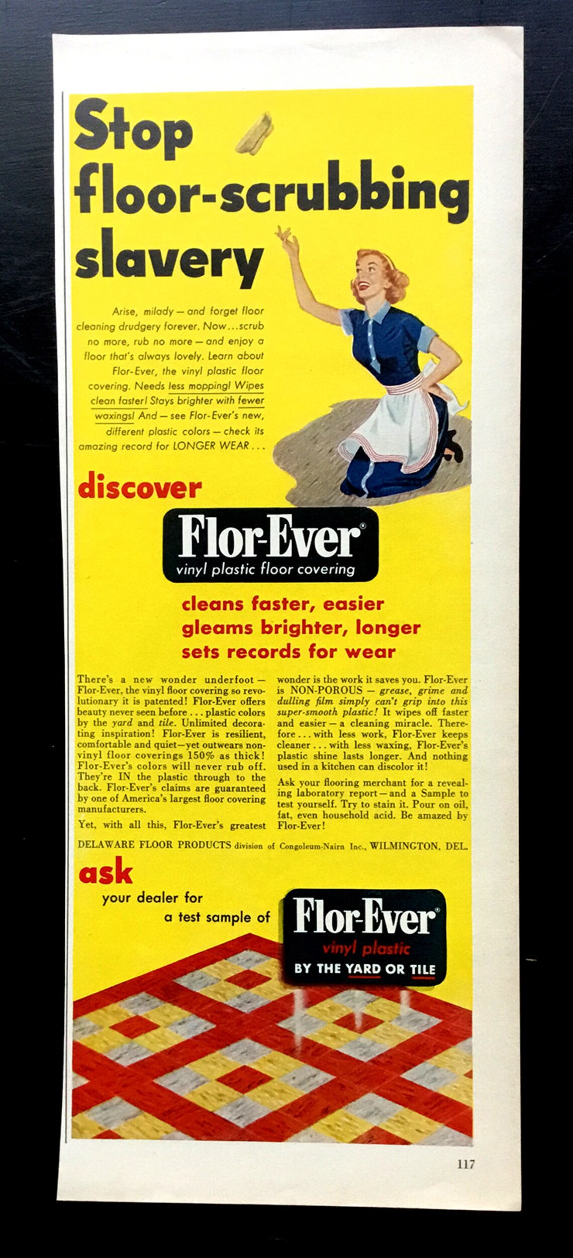 1950s Flooring Ads, Congoleum & Kentile, Set of 3, Vintage Magazine Art ...