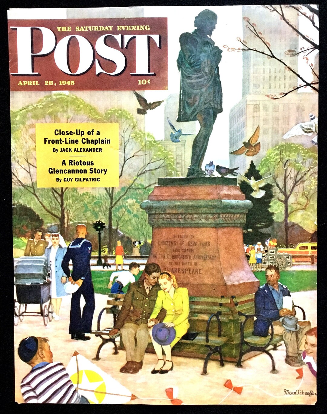 1945 the Saturday Evening Post Vintage Magazine Cover, WWII ...
