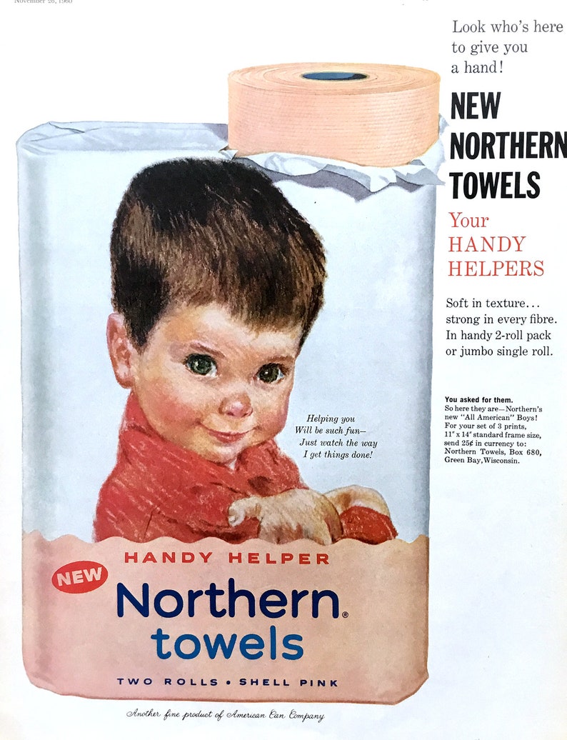 1960 Northern Towels Ad, Vintage Magazine Print - Etsy